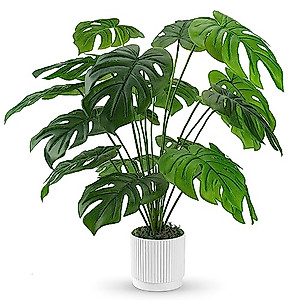 Der Rose 28" Fake Plants Large Artificial Monstera Faux Plants Indoor Tall for Floor Home Office Farmhouse Bedroom Decor