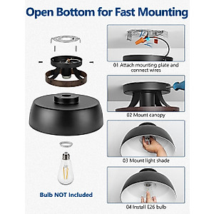 DAKASON Semi Flush Mount Ceiling Light Fixture, Vintage Close to Ceiling Light, Matte Black Farmhouse Ceiling Lamp for Kitchen Hallway Entry Living Room Bedroom, E26 Base