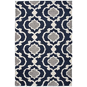 Rugshop Cozy Moroccan Trellis Indoor Shag Area Rug 6' 6" x 9' Navy