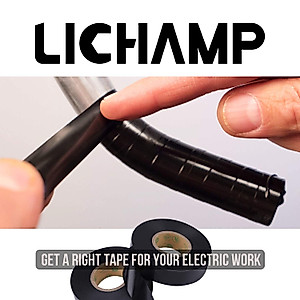 Lichamp 10-Pack Black Electrical Tape Waterproof, 3/4 in x 66ft, Industrial Grade UL/CSA Listed High Temp Electrical Tape Electric Super Vinyl