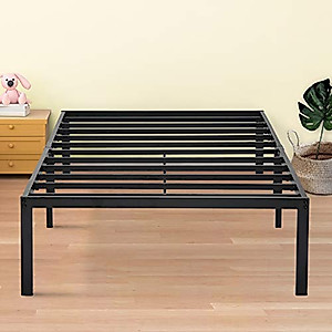 Olee Sleep 14 inch Metal Platform, Twin, Black, Anti Slip, Sturdy Construction & 6 inch Ventilated Multi Layered Memory Foam Mattress