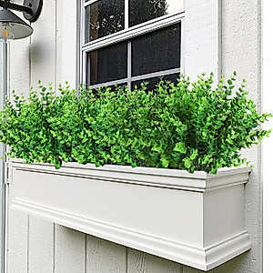 Artificial Plants Flowers Fauk Boxwood Shrubs 6 Pack Artificial Farmhouse Greenery Stems Fake Plastic Plants Lifelike Greenery Foliage with 42 Stems for Home Garden Patio Yard Indoor Outdoor Decor