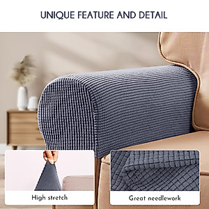 BESPORTBLE Armchair Armrest Protector 2pcs Chair Arm Protectors Universal Elastic Sofa Stretch Armrest Cover Sofa Side Towels Cloth for Home Office (Dark Grey) Sofa Arm Covers