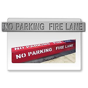 Curb N Sign Fire Lane Stencil - 4 Inch Premium No Parking Stencil for Customizing Curbs or Parking Lots - Reuseable Made in USA with Thick Premium Plastic for multisurfaces