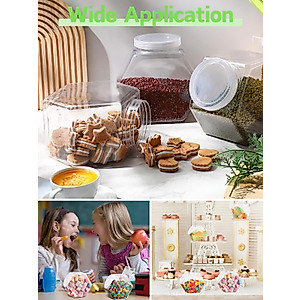 Glazeal 4pcs Large Candy Jar with Spoons, 72 OZ Hexagon Candy Jar Plastic Clear Cookie Jar with Lid for Candy Buffet, Kitchen Storage Containers Set