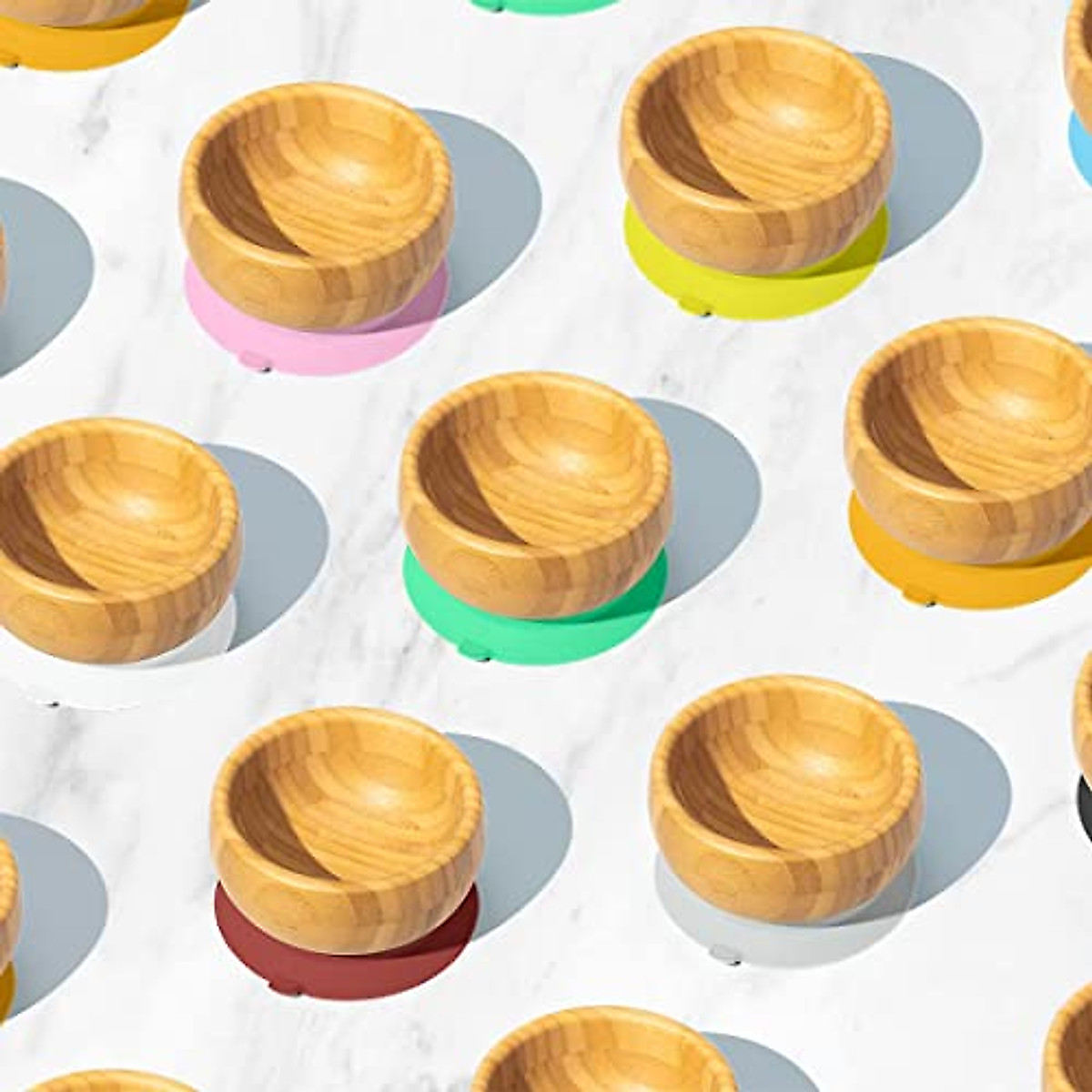 Avanchy Feeding Bamboo Silicone Baby Training Spoons with Plate and Bowl