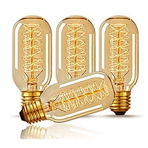 CTKcom T45 25 Watt Vintage Antique Light Bulbs E26 Base(4 Pack)- Antique Dimmable Bulb Spiral Tungsten Equivalent Warm Yellow Lamps for Home Light Fixtures Decorative 110V-130V
