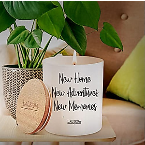 Scented Soy House Warming Candle – Glass Jar Candle Gift with 100% Organic Soy Wax & Fragrance Oil – New Home Decor for Women, Men, Couples, Meditation, Yoga, & More by LaLeena, 14 Oz., Lavender