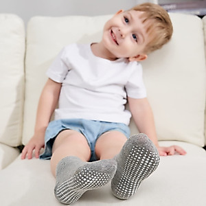 ZAPLES Baby Non Slip Grip Ankle Socks with Anti Skid Grippers Boys Girls Low Cut for Infants Toddlers Kids, Assorted - 12 Pairs, 12-36 Months