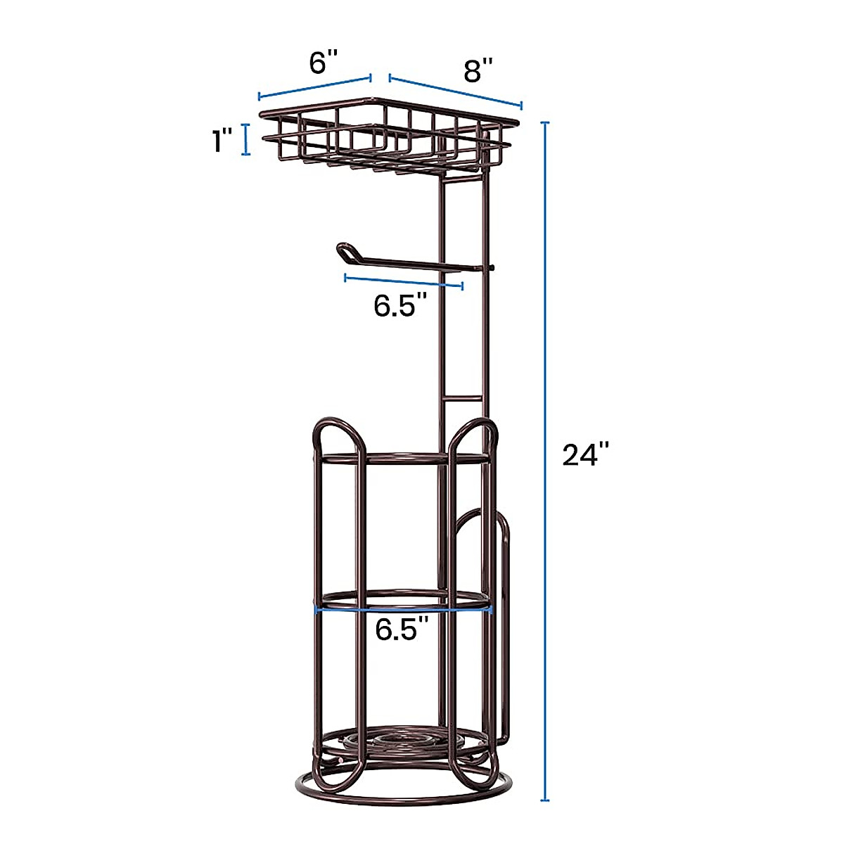 Toilet Paper Holder Free Standing with Shelf Bathroom Magazine Holder Bath Tissue Roll Holder for Mega Rolls/Phone/Wipe-Bronze