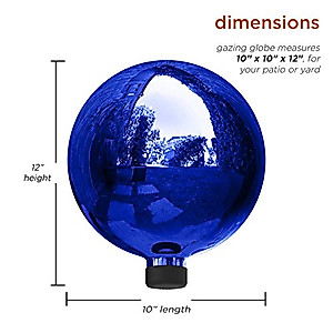 Alpine Corporation 10" Diameter Indoor/Outdoor Glass Gazing Globe Festive Yard Décor, Blue