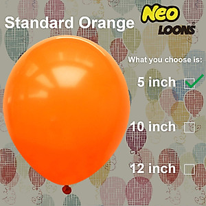Neo LOONS® 100 pcs 5" Standard Orange Premium Latex Balloons - Great for Kids, Adult Birthdays, Weddings, Receptions, Baby Showers, Water Fights, or Any Celebration