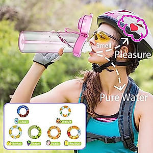 Dacnod Water Bottle with Flavor Pods,Fruit Fragrance Water Bottle,Scent Water Cup,Sports Water Cup Suitable for Outdoor Sports(B.Pink(21.9 Oz/650ml)+6Pods)