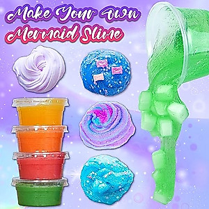 DIY Mermaid Slime Kit for Girls 10-12, Glow in The Dark Butter Slime Making Kit, Premade Fluffy Glitter Cloud Crunchy Slime Mermaid Toys for Kids 10+ Years, Birthday Party Favors Gift and Crafts