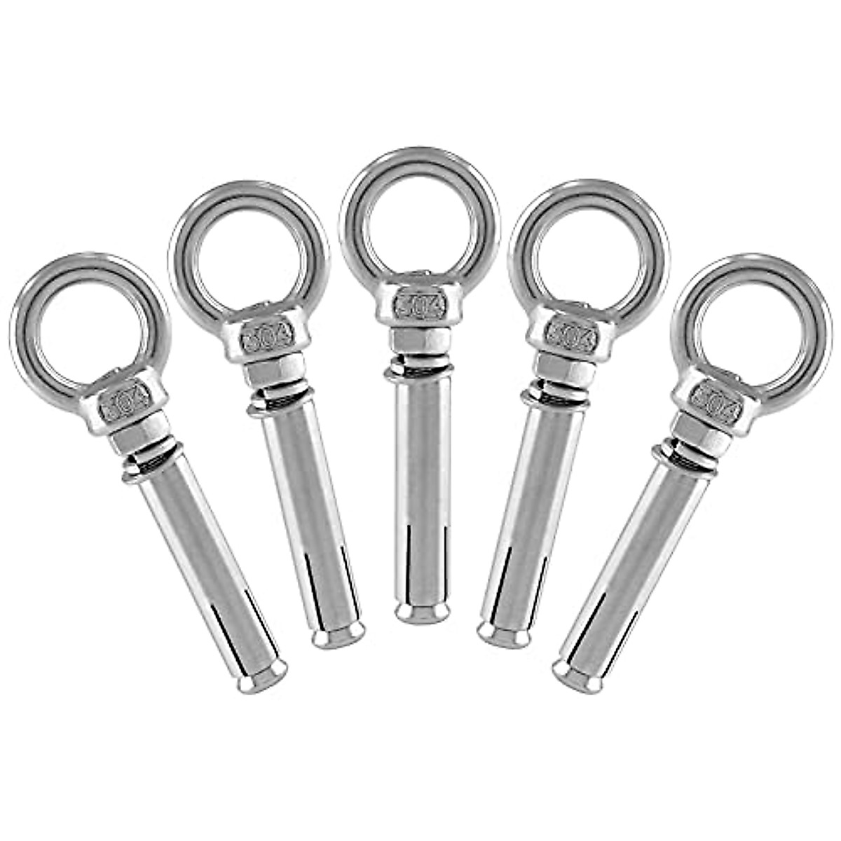Augiimor 5PCS M6 x 60mm Ring Lifting Expansion Eyebolt Bolt Screw, 304 Stainless Steel Wall Concrete Brick Anchor Bolt