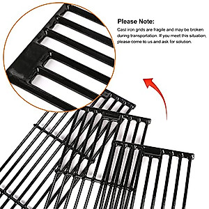 Hisencn Porcelain Cast Iron Cooking Grates for Char-Griller Duo 5050, 3001, 5650, 3008, 3030, 3725, 4000, 2121, King Griller 3008 5252, 19.75 inch Coated Cast Iron Grill Grids Replacement