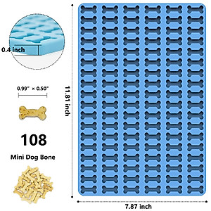 Dog Treats Molds, 108 Dog Bone Shaped Silicone Mold Food-Grade Dog Snacks Maker for Baking and Freezing Candy Chocolate Biscuits for Small/Medium/Large Dogs with Baking Spatula