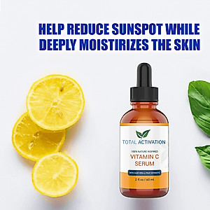 Vitamin C Serum with Aloe Vera & Vitamin E, Anti-Oxidant, Anti Wrinkle, Anti Aging, Skin Nourishment Day and Night Boost Collagen Production Fine Lines Soothing Hydration 2oz