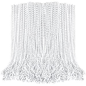 EOBOH Beaded Necklace, 100PCS White Mardi Gras Beads Stuff Party Favors, 33" Holiday Toy Costume Bulk, Festival Parade Throw Accessories for Wedding Birthday Celebrations Decoration