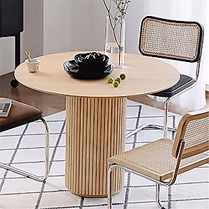 BAYCHEER Round Pedestal Casual Table Simplicity Style Dining Room Home Furniture - Wood 35.4" L x 35.4" W x 29.5" H (Table Only)