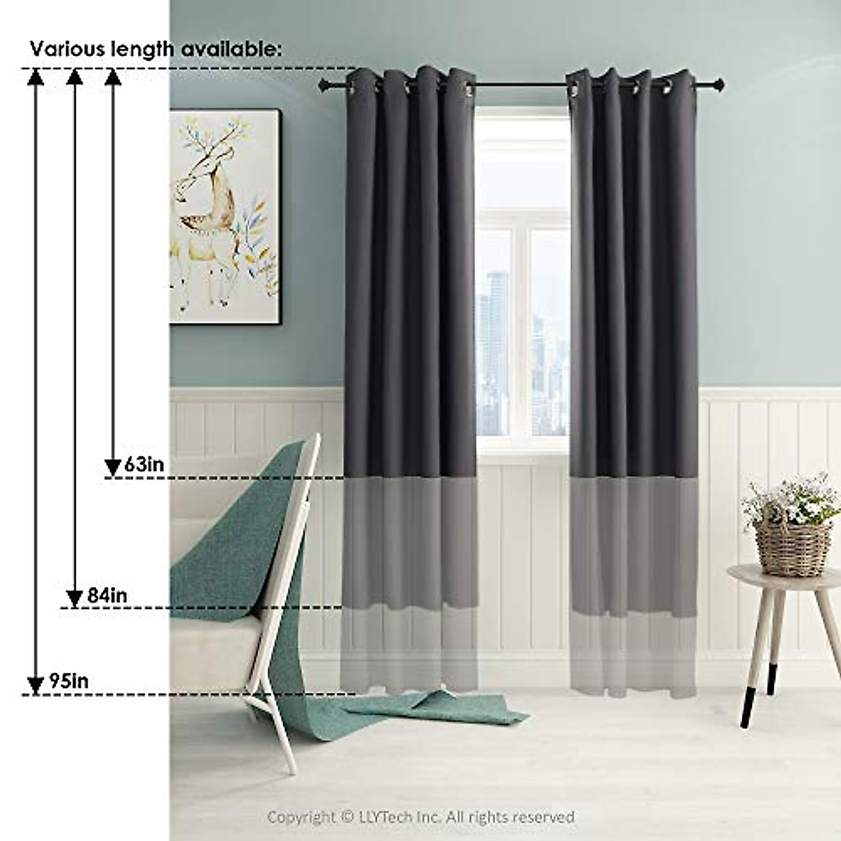 Furinno Collins Curtain 52x84 inches Dark Grey