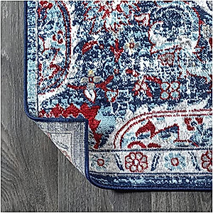 JONATHAN Y Modern Persian Vintage Medallion Red/Navy 3 ft. x 5 ft. Area-Rug Country, Easy -Cleaning, for Bedroom, Kitchen, Living Room, Non Shedding (MDP104A-3)