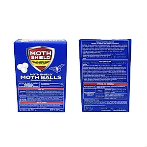 MothShield 4 Pack Old Fashioned Original Moth Balls, Carpet Beetles, Kills Clothes Moth, Repellent Closet Clothes Protector, No Clinging Odor(Approx:100 Balls), White