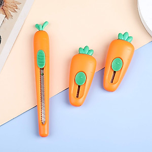 JZHBEI 3 Pack Utility Knives, Box Cutters Retractable, Mini Portable Carrot Style Box Cutter Blades, Auto Retracts to Lock Slides Open Blade, for Cartons, Cardboard, Boxes Cutting, and DIY Crafts