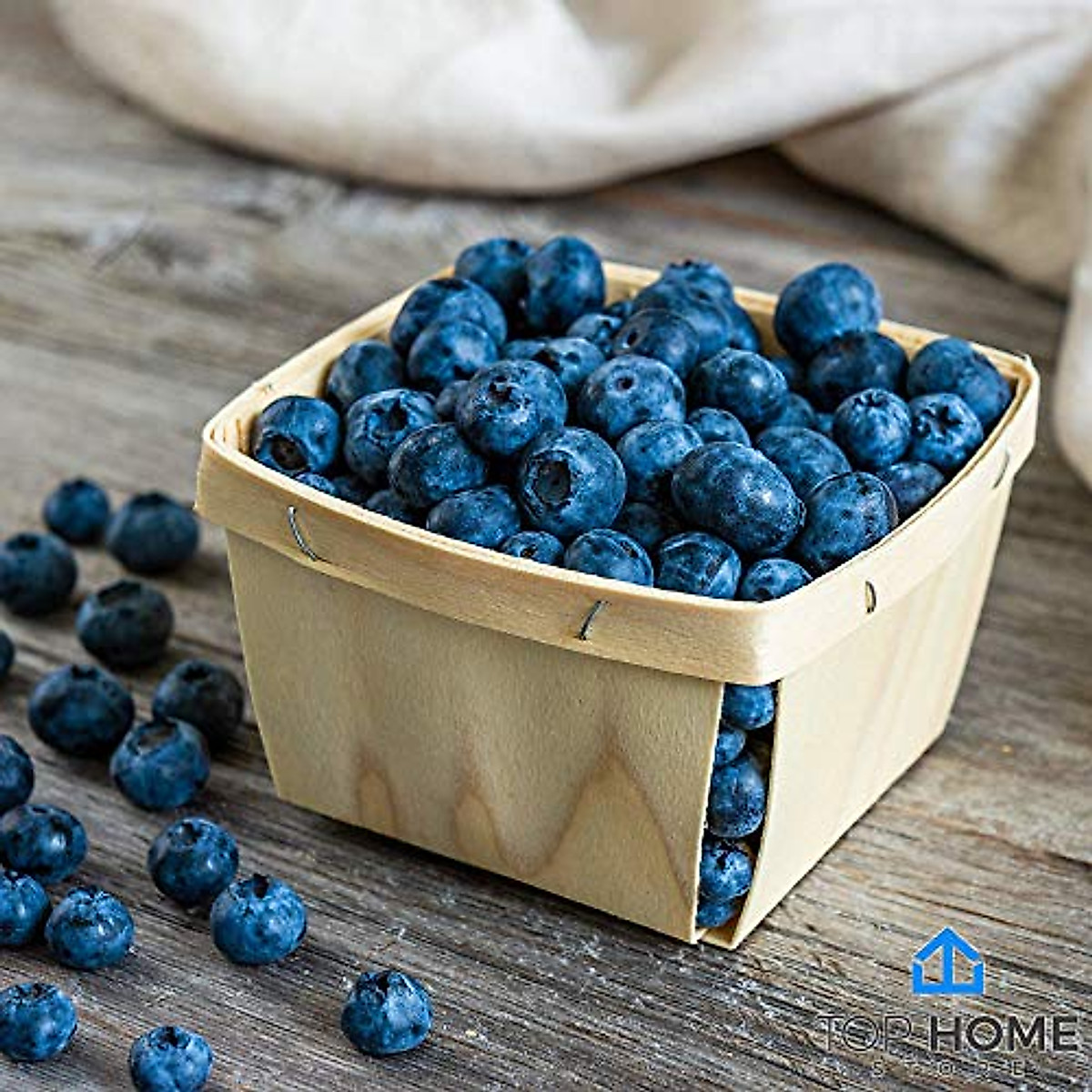 One Pint Wooden Berry Baskets (75 Pack); for Picking Fruit or Arts, Crafts and Decor; 4” Square Vented Wood Boxes