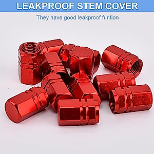 Valve Stem Caps, Car Tire Valve Caps, 12 Pcs Aluminum Alloy Leakproof Universal Wheel Valve Stem Covers for Vehicle Truck Motorcycle Bike(Red)