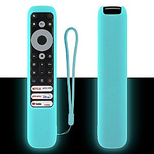 Luminous Blue Remote Case for TCL RC902V FMR1, RC813 FMB1 Smart Voice Remote Control Shockproof Washable Skin-Friendly Anti-Lost Remote Cover with Loop (Glow in Dark Blue)