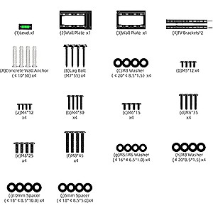 HOME VISION Tilt TV Wall Mount for Most 32-75 Inch TVs Universal Low Profile Fixed TV Bracket Max VESA 600x400mm Holds up to 165lb Wall Stand Fit 16”-18”-24” Studs Quick Release Lock TV Mount
