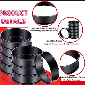 DATANYA 8Pack Crumpet Rings NONSTICK English Muffin Rings 4 Inch - Stainless Steel Double Rolled Tart Rings Upgrade Round Metal Cooking Pastry Ring Molds for baking