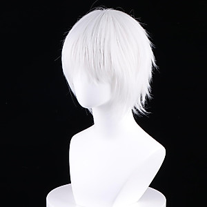 KiyaCos Anime Silver White Cosplay Wig Synthetic Party Hair Anime Comics Coser Costume Wigs