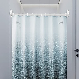 Shower Curtain Rod Mount Holders 2 Pack Adhesive Shower Rod Brackets Stick On Wall Mounted Tension Rod Holders for Bathroom Curtain Rod Hangers Stable Easy Installed Black Hexagon Rod Retainers