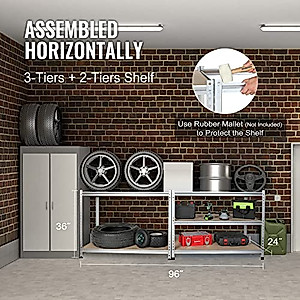 WORKPRO 5-Tier Storage Shelving Unit, 48”W x 24”D x 72”H, Adjustable Storage Rack Heavy Duty Aluminum Alloy Shelf, 2750 lbs Load Capacity (Total), for Garage, Kitchen, Bathroom, Warehouse, W082061