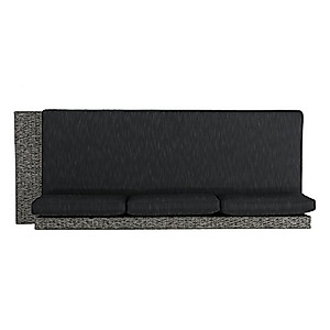 Christopher Knight Home Stuart | Outdoor 3 Seater Wicker Right Sofa, Mixed Black/Dark Grey Cushion