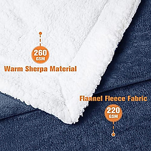 HomeSweety TOAO Sherpa Fleece Blanket Queen Size, Thick Blankets for Winter Soft Fuzzy Flannel Fleece/Wool Like Reversible Velvet Plush Couch Blanket, Cozy Luxury Bed Blankets(90''x90'',Navy Blue) 1