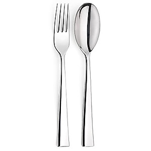 Thomas P501348 2-Piece Kitchen Dining Serving Cutlery Set, Stainless Steel, Includes Large Fork and Spoon, Easy Grip Handles, Ideal for Serving Salad, Pasta, Vegetables, Sharing Dishes