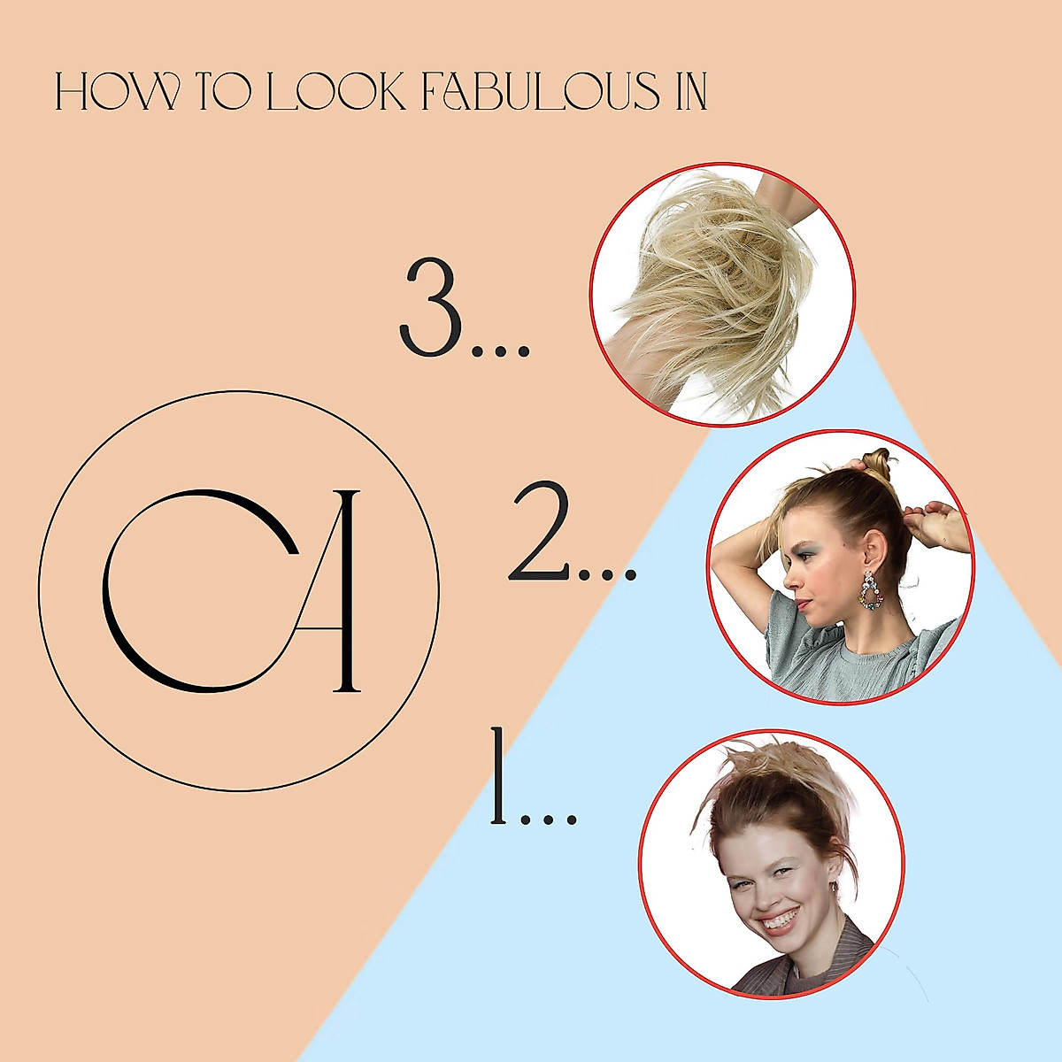 CAISHA Big Hairpiece Scrunchy Updo Bridal Hairstyle curly Messy Bun Gray Mix G19E