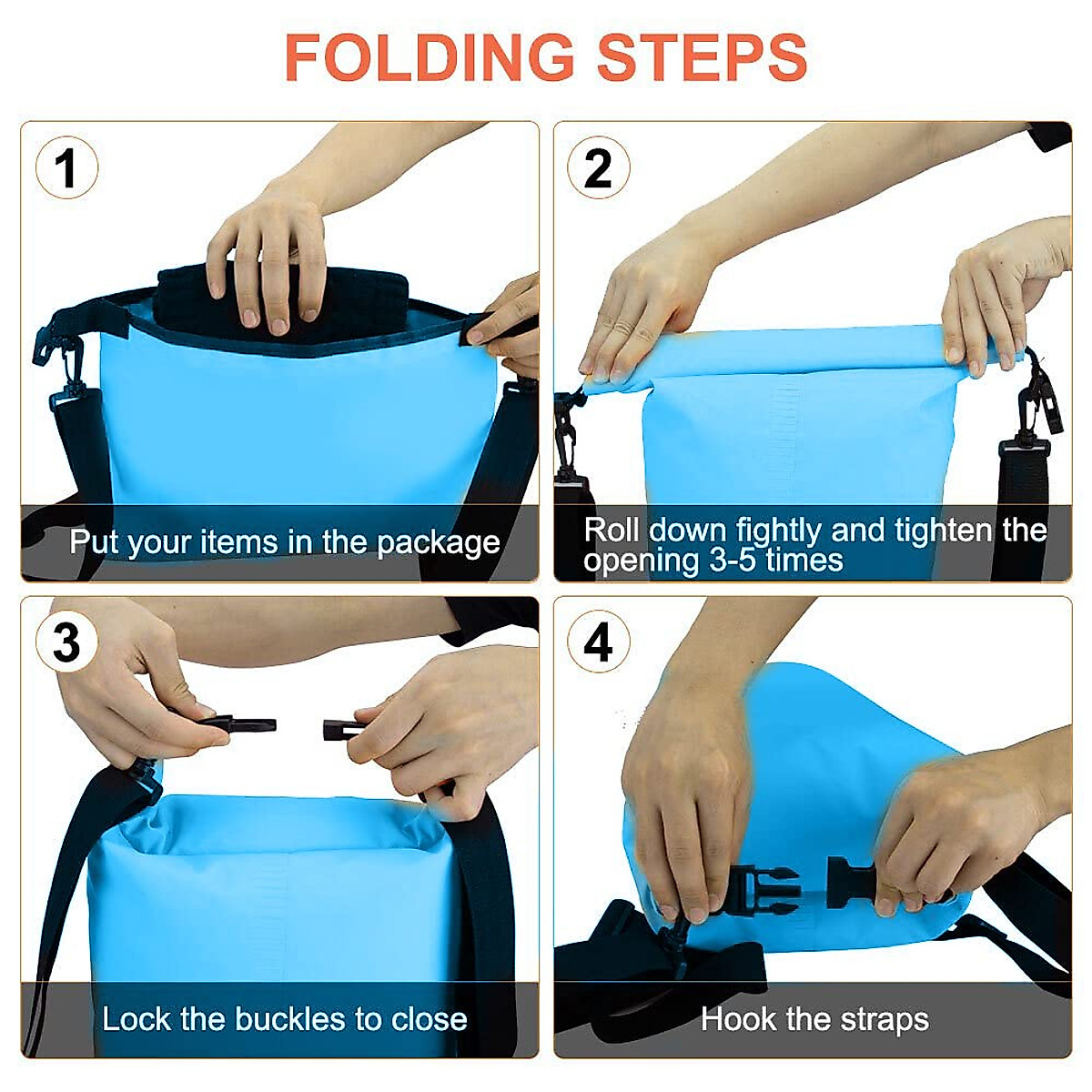 AIKSENT Dry Bag 20L waterproof bag with cellphone bag to Keep Gears dry for Kayaking, beach rafting, boating, hiking, Camping (Blue)