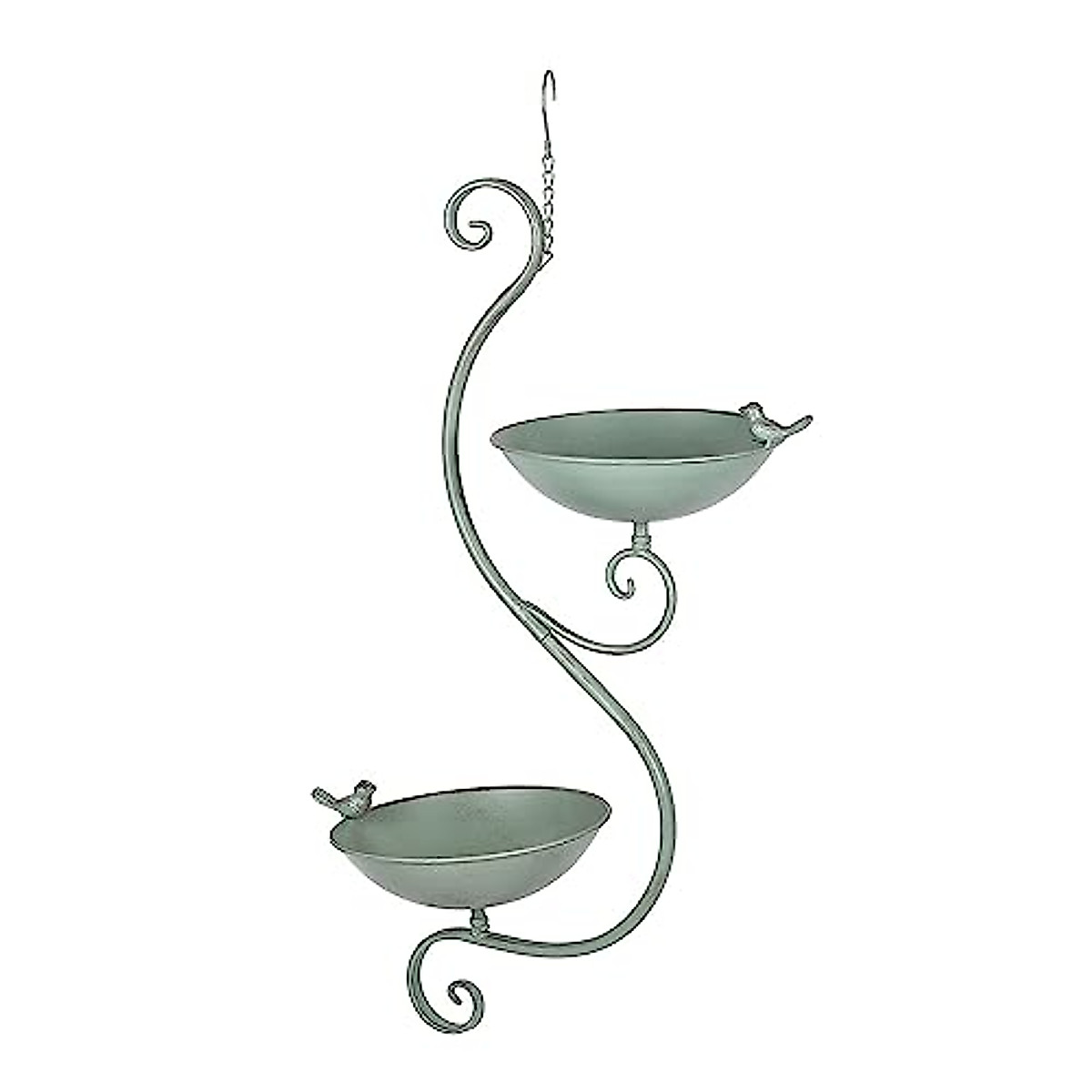 Jemeni Hanging Bird Bath, Double Bird Baths/Feeder Bowl for Outdoors Garden Decoration, S-Shape…