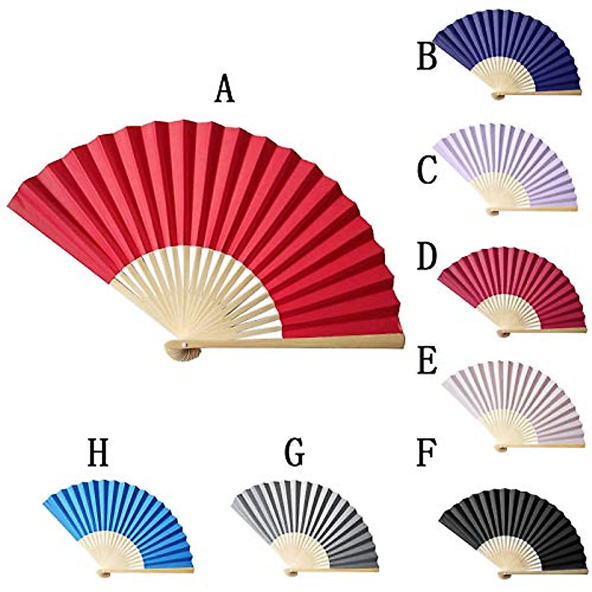 RAZZUM Decorative Folding Fans Solid Hand Held Paper Fans Bamboo Folding Fans Handheld Folded Fan for Party Hand Fan Cool Bamboo Flower Personalized fan