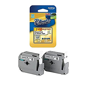 Genuine OEM brand name Brother M-2312PK Black on White Tapes 0.5"x26.2' (2/pk) M2312PK