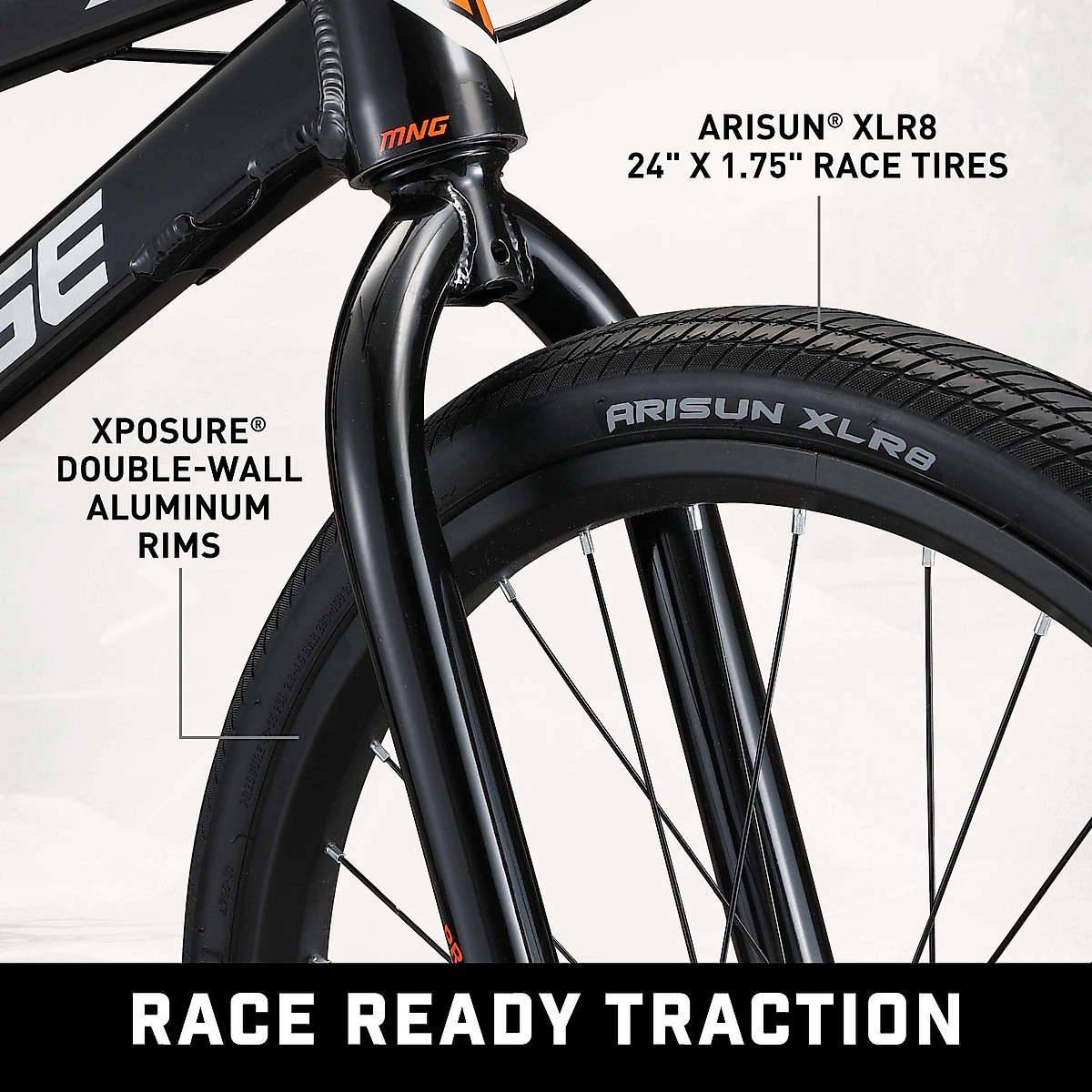 Mongoose Title Elite Pro BMX Race Bike with 24-Inch Wheels in Black for Advanced and Returning Riders, Featuring Professional-Grade 6061 Tectonic T1 Biaxial Hydroformed and Butted Aluminum Frame