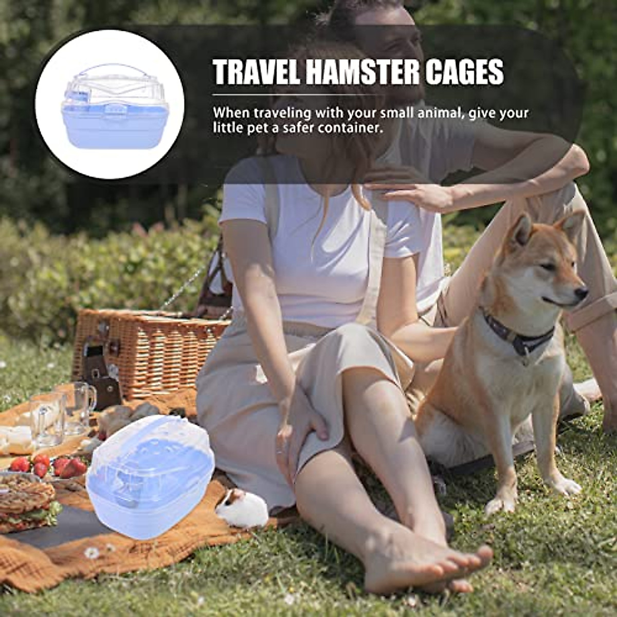 Balacoo Hamster Cage Small Animal Travel Carriers Portable Cages with Water Bottle Transparent Travel Carry Case Outdoor