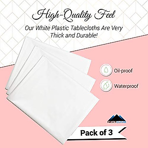 NextClimb Rectangle Vinyl Tablecloth (3 Pack) 54 x 108 inches - THICKEST Heavy Duty Table Cloth - Disposable Or Reusable White Plastic Outdoor Party Table Covers