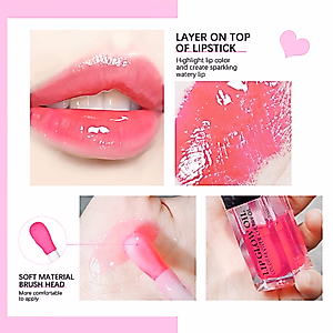 DAGEDA Tinted Lip Oil Plumping Lip Gloss, Hydrating Lip Glow Oil Lip Care Moisturizing for Dry Lips, Nourishing Water Lip Oil Gloss Non-Sticky Shine Lip Tint (015 Cherry)