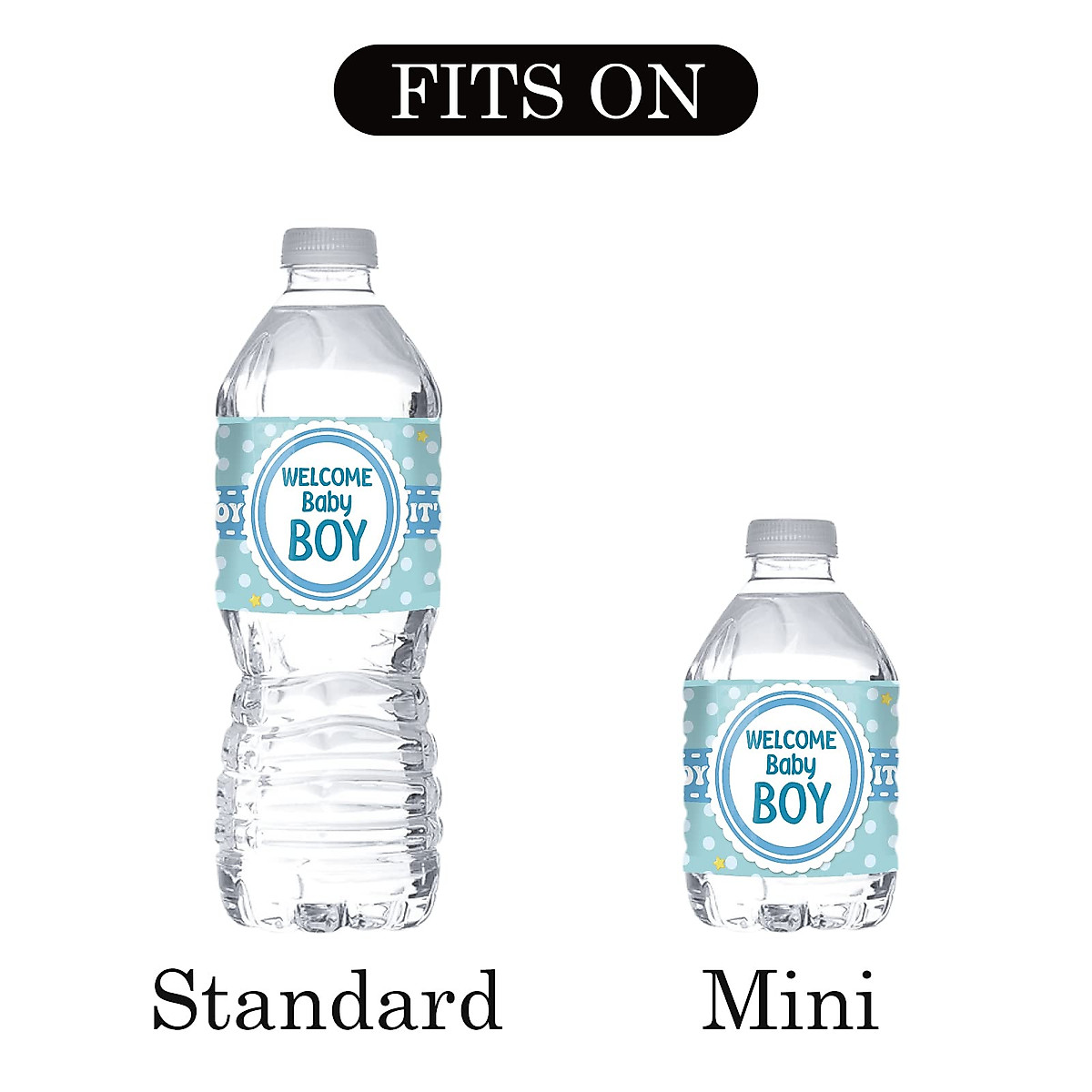 MonMon & Craft Welcome Baby Boy Water Bottle Stickers/Gender Reveal Bottle Wrappers/It's a Boy Water Labels Supplies/Baby Shower Decorations Blue (Set of 32)
