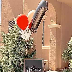 GIHOO 105pcs Balloon Garland Arch Kit, 12inch Cow Printed Balloons, White Black Red Yellow Balloons with 16ft Strip for Farm Birthday Party Cow Theme Party Kid’s Birthday Party Supplies